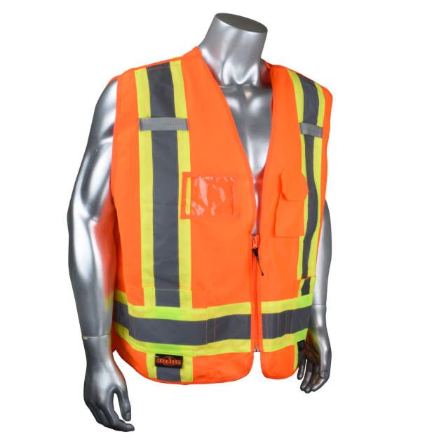 Radians SV020X-2O Safety Vest 2 Tone Contrast Trim, 5 Pockets, 100% ...